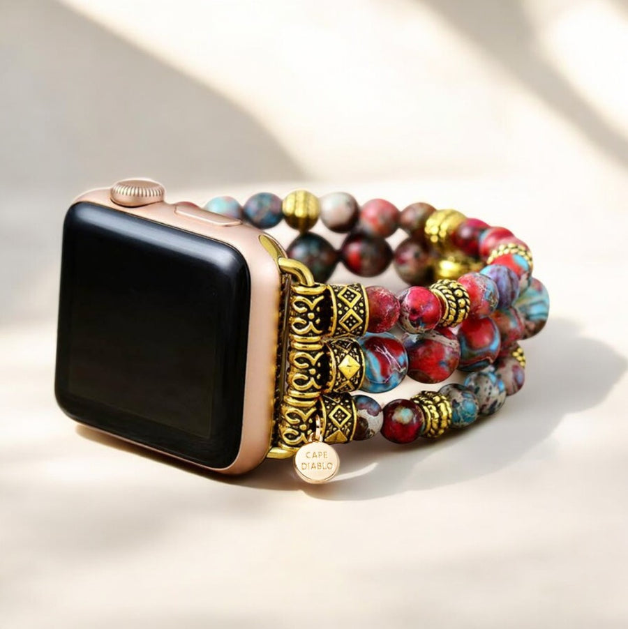 Crimson Jasper Stretch Apple Watch Strap
