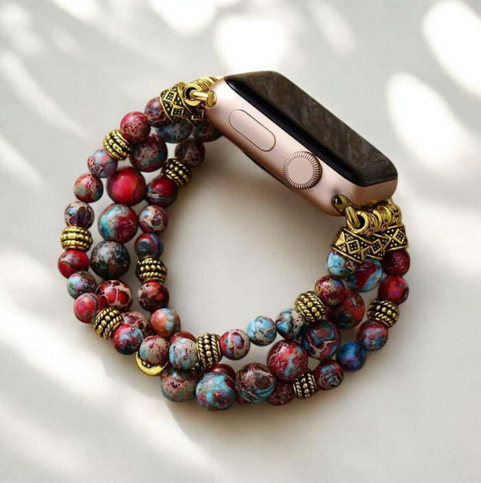 Crimson Jasper Stretch Apple Watch Strap